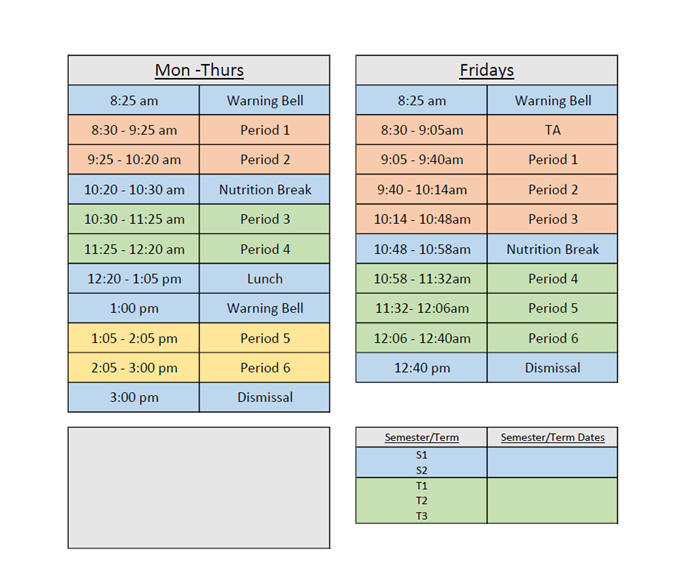 Office Hours & Bell Times - Nose Creek School